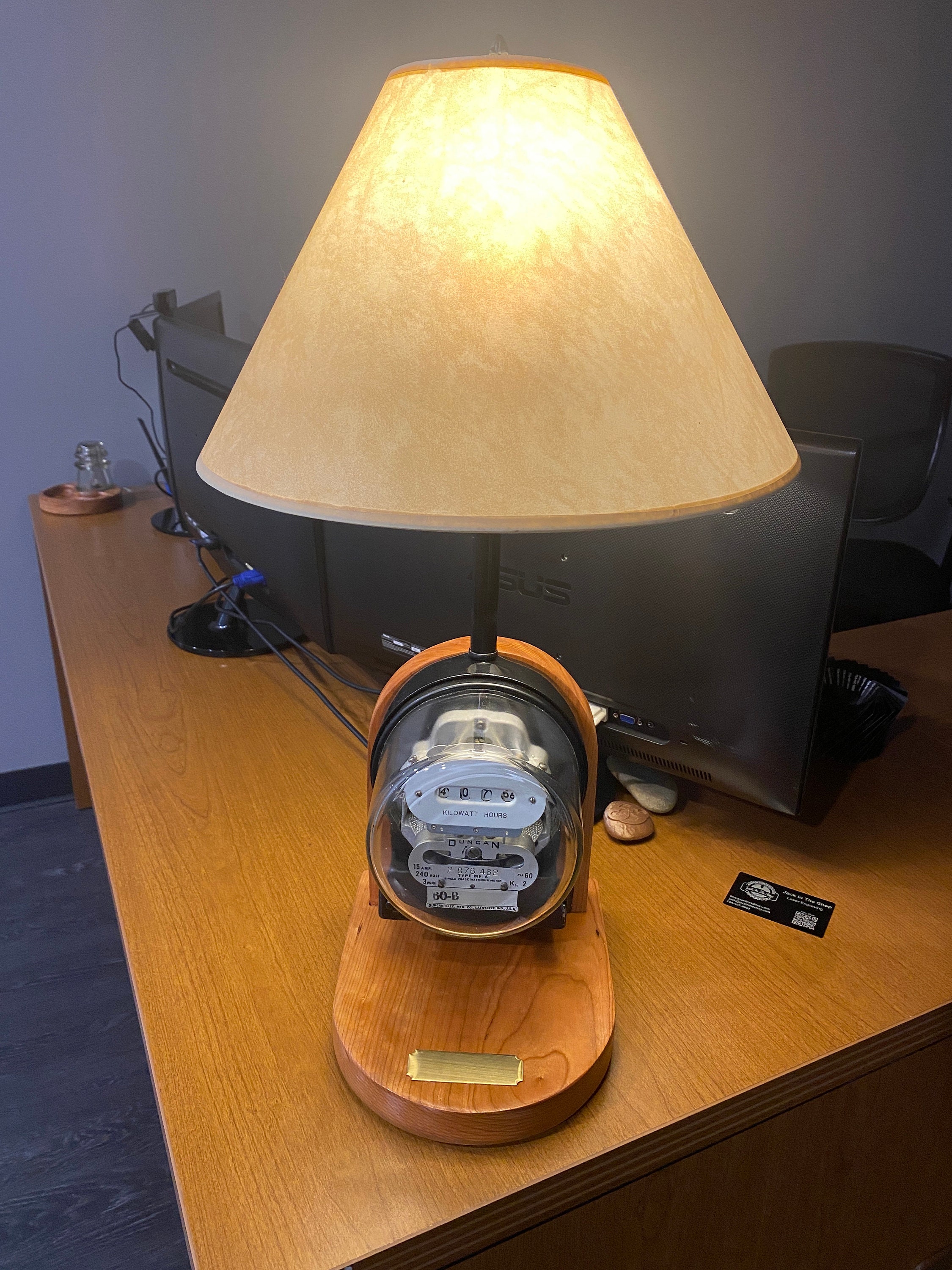 Rustic Vintage Meter Lamp With Working Watt Hour Meter Gift for Lineman ...