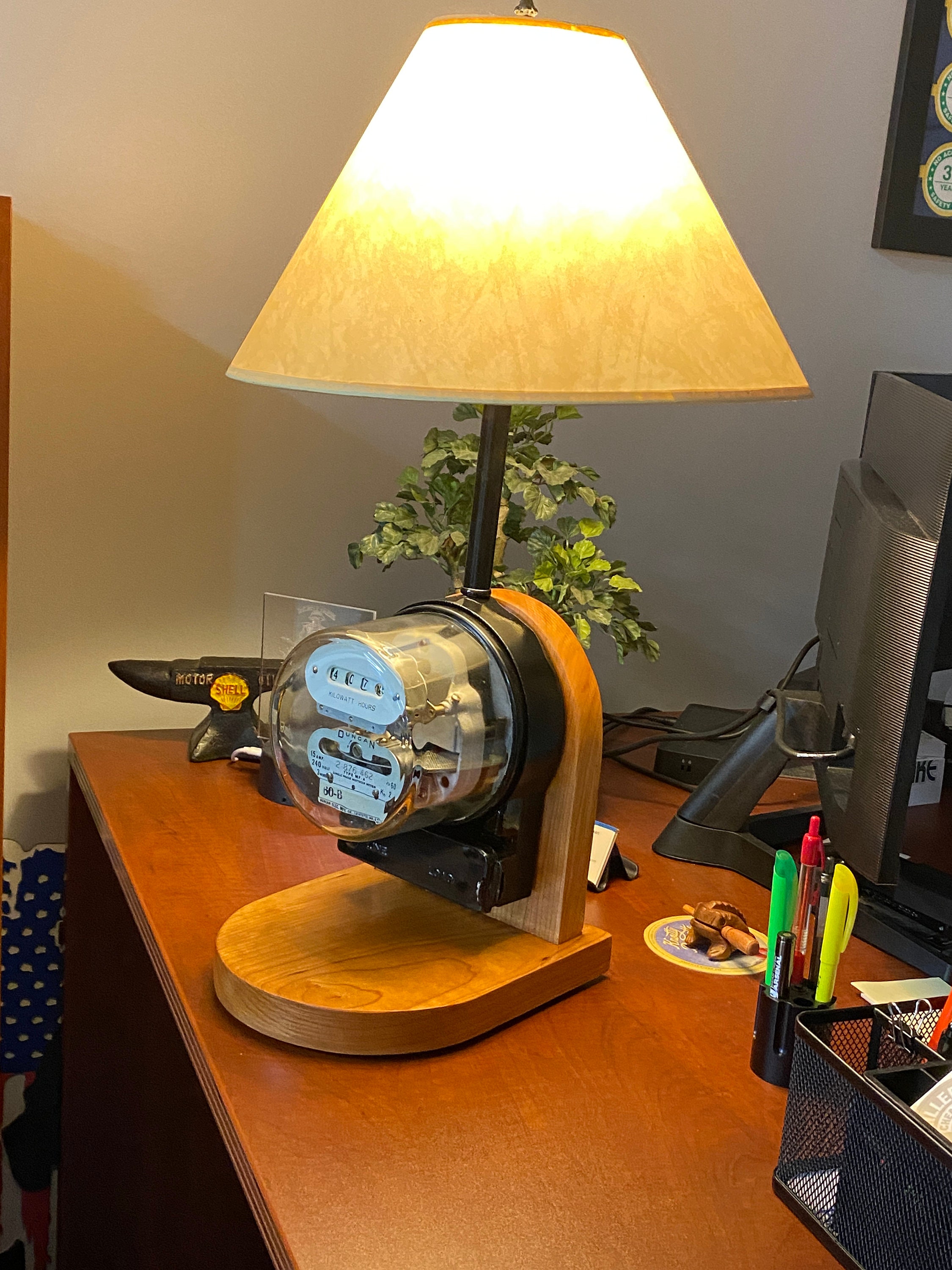 Rustic Vintage Meter Lamp With Working Watt Hour Meter Gift for Lineman ...