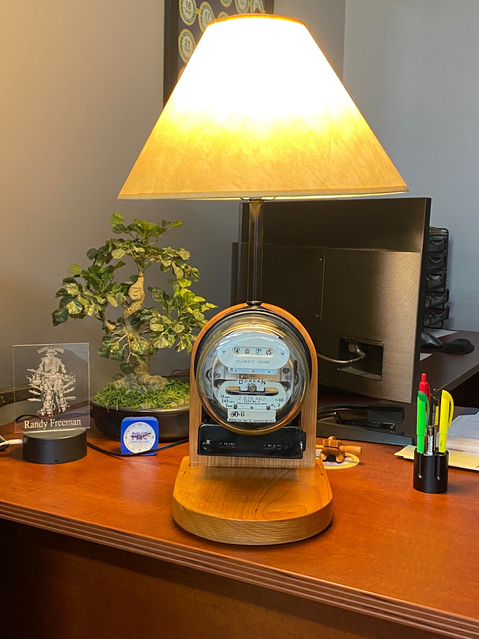 Rustic Vintage Meter Lamp With Working Watt Hour Meter Gift for Lineman ...