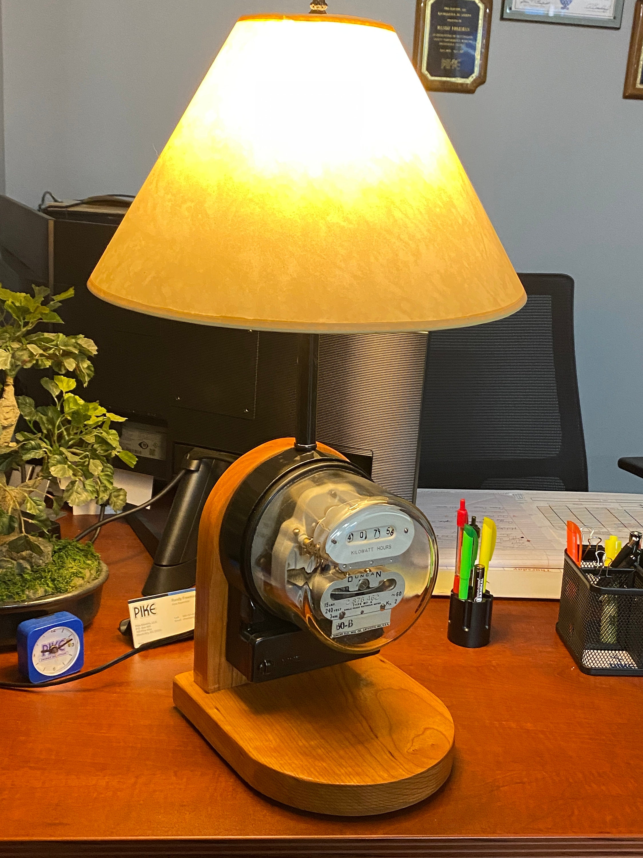 Rustic Vintage Meter Lamp With Working Watt Hour Meter Gift for Lineman ...