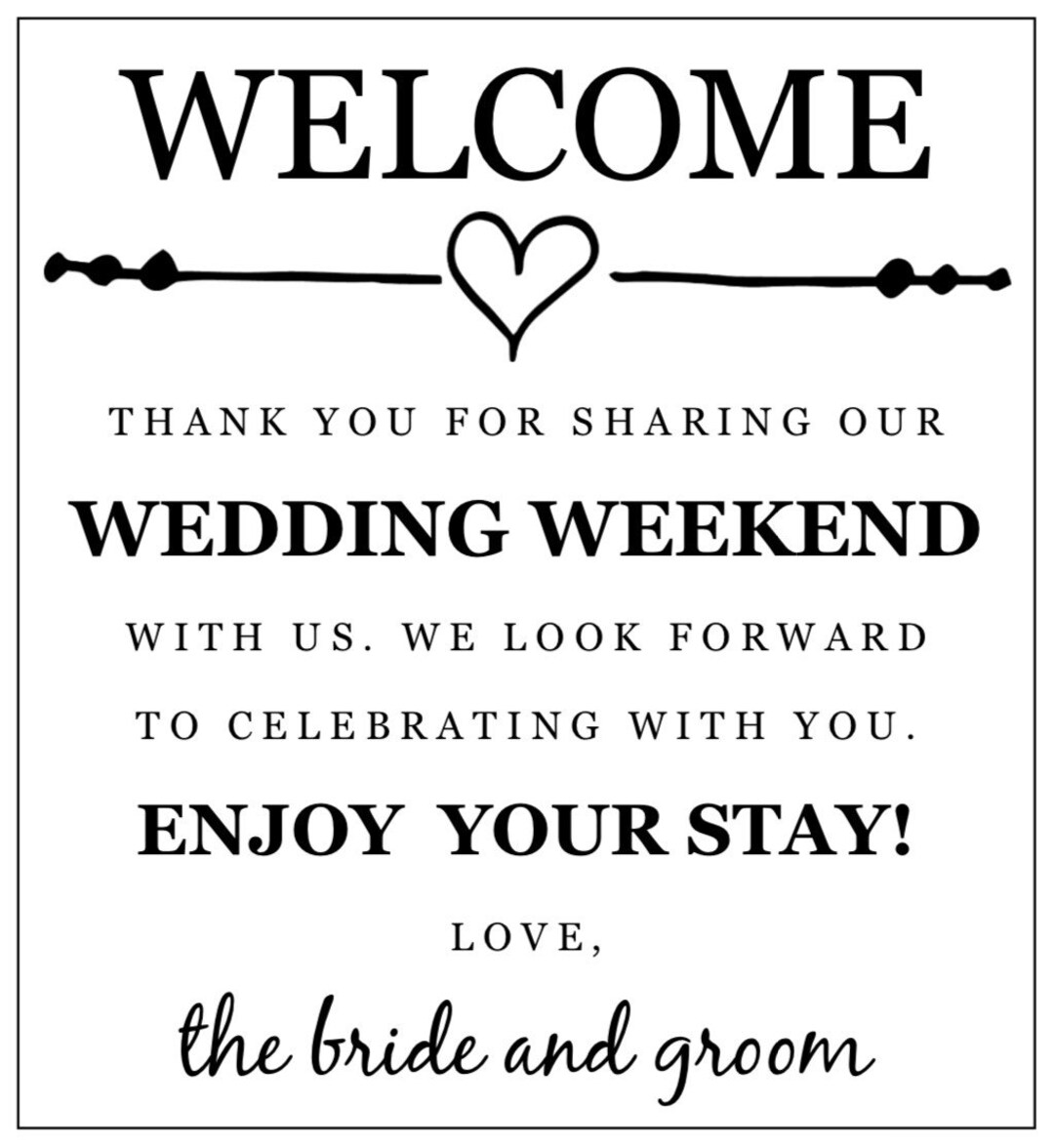 PRINTABLE Wedding Hotel Welcome Bag Note With Heart - Etsy