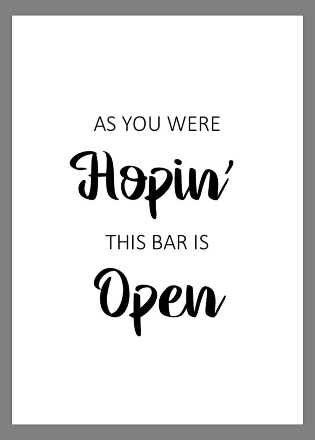 PRINTABLE 5x7 as You Were Hopin' This Bar is Open Sign - Etsy