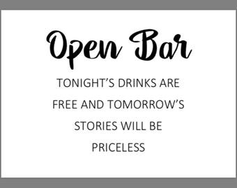 PRINTABLE 5x7 as You Were Hopin' This Bar is Open Sign | Etsy