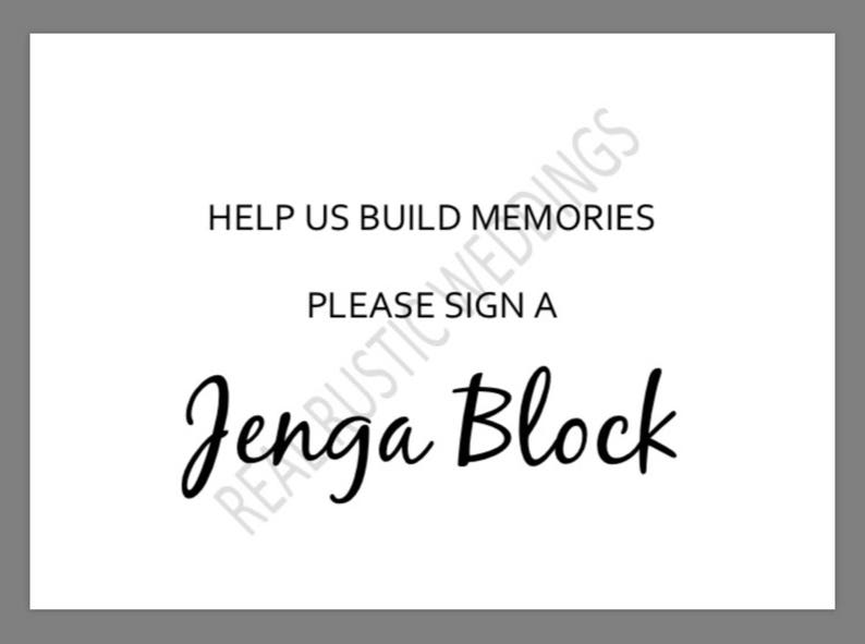 PRINTABLE 5x7 Help Us Build Memories Please Sign a JENGA Block SIGN - Etsy