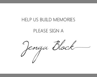 PRINTABLE 5x7 Help Us Build Memories Please Sign a JENGA Block | Etsy