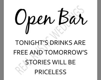 PRINTABLE 5x7 as You Were Hopin' This Bar is Open Sign | Etsy