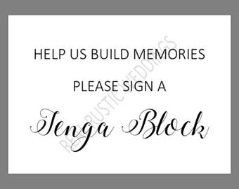 PRINTABLE 5x7 Help Us Build Memories Please Sign a JENGA Block | Etsy