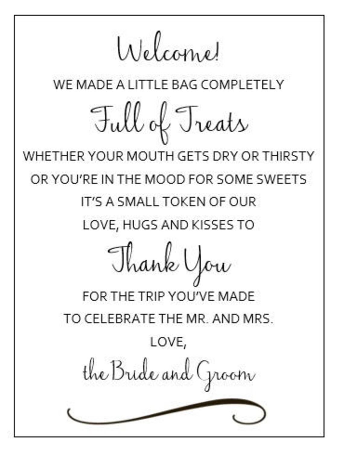 PRINTABLE Wedding Hotel Welcome Bag Note - Etsy Canada
