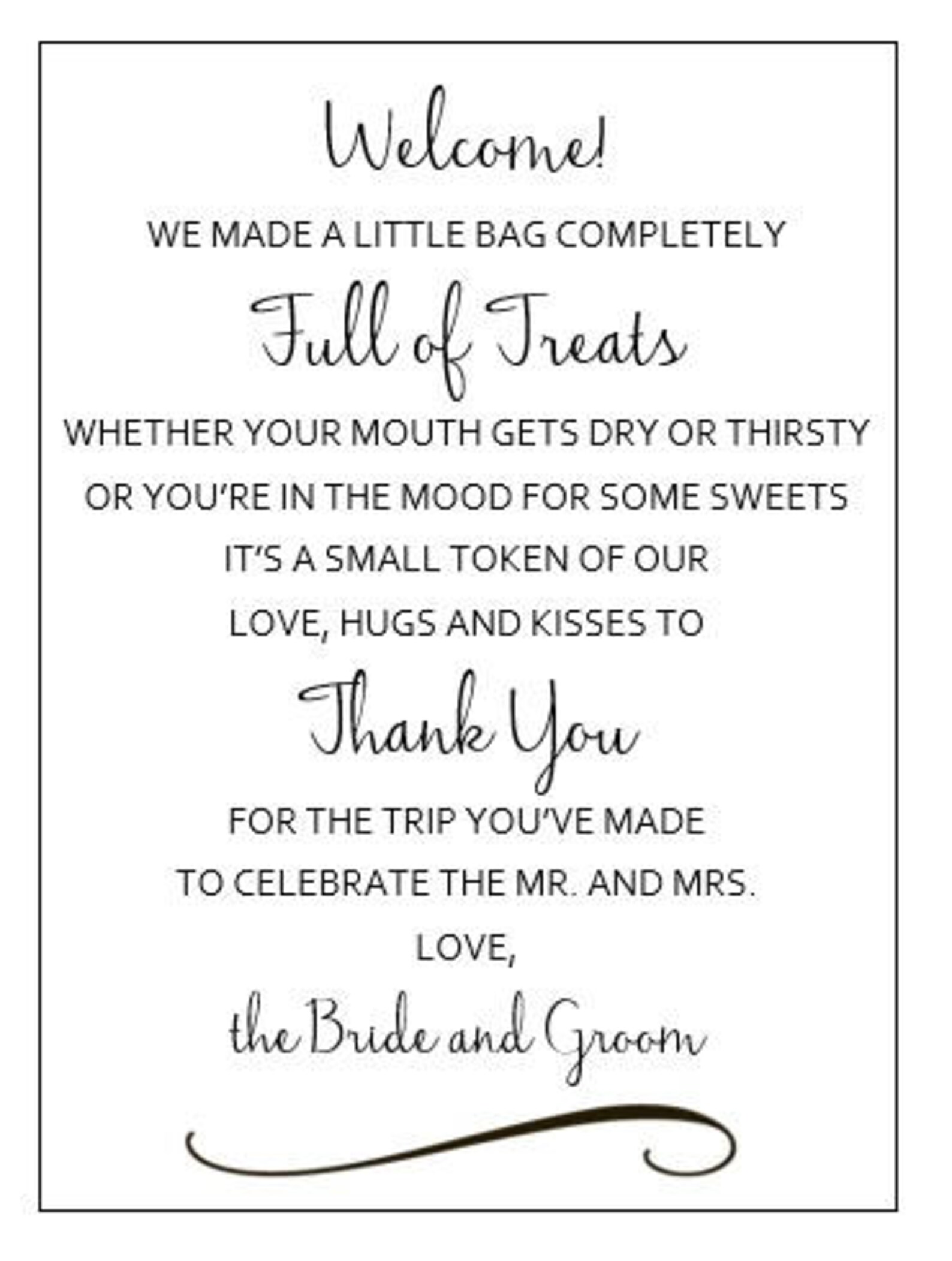 PRINTABLE Wedding Hotel Welcome Bag Note - Etsy Canada