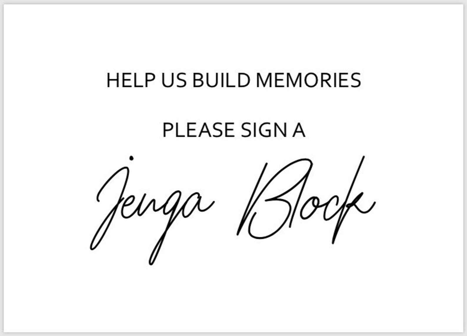 PRINTABLE 5x7 Help Us Build Memories Please Sign a JENGA Block SIGN - Etsy
