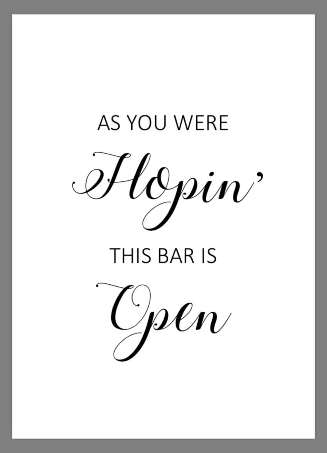 PRINTABLE 5x7 as You Were Hopin' This Bar is Open Sign - Etsy