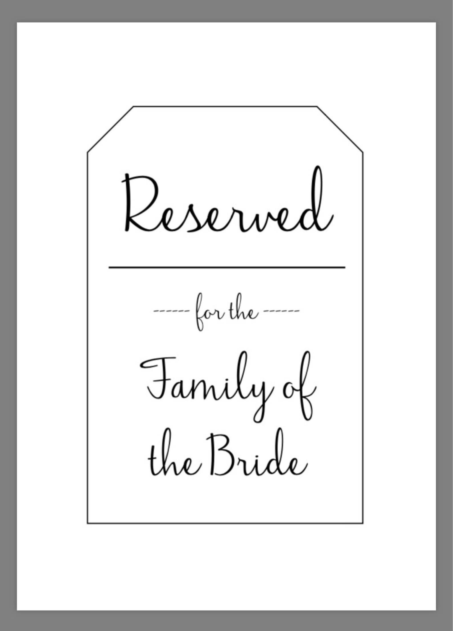 Set of TWO PRINTABLE Reserved Signs - Etsy