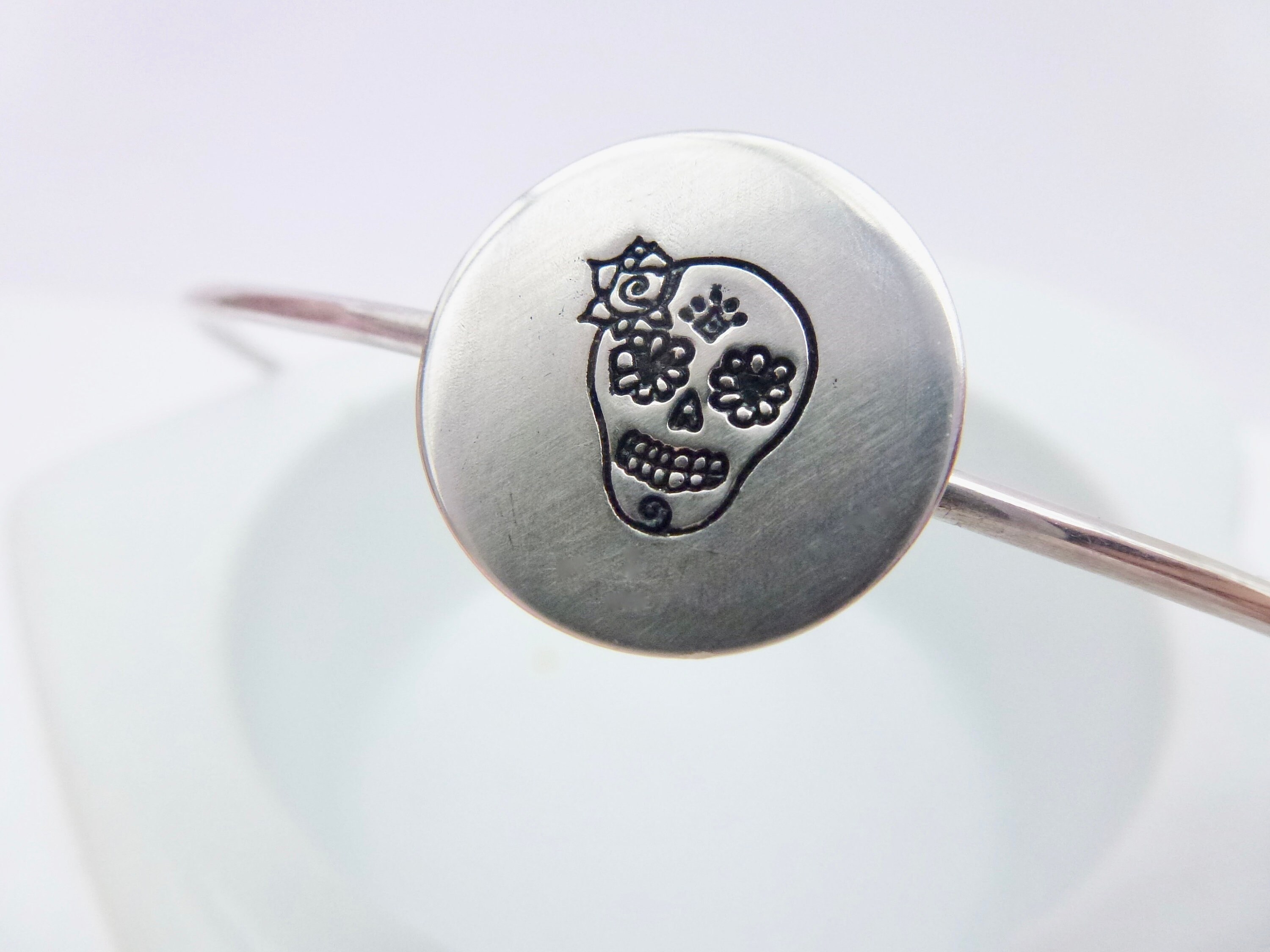 Sterling Silver 925 Lady Sugar Skull Bangle Bracelets Stacking | Etsy