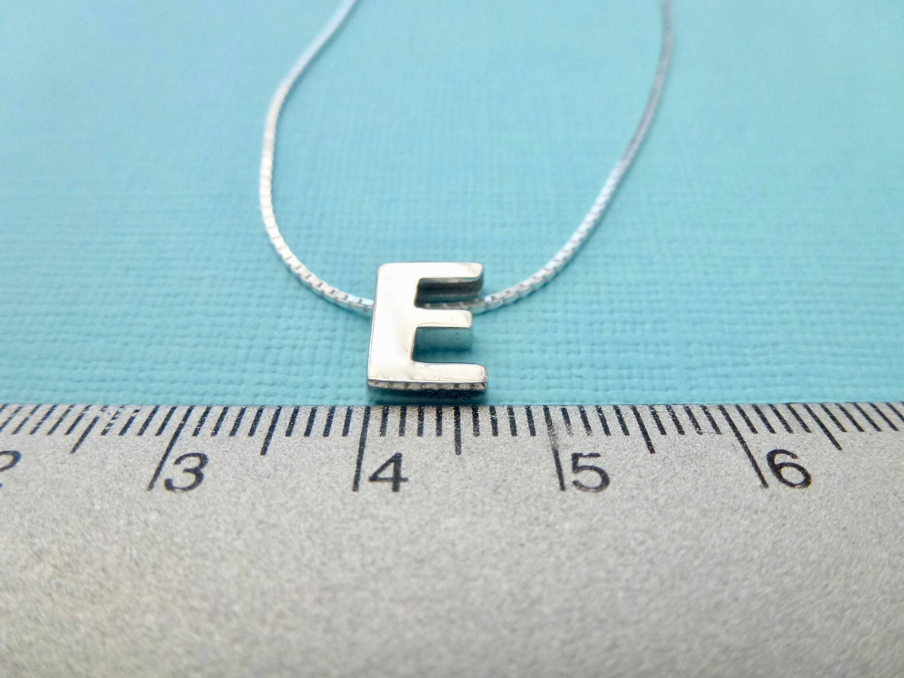 Sterling Silver 925 Initial Letter E Slider Pendant on A | Etsy