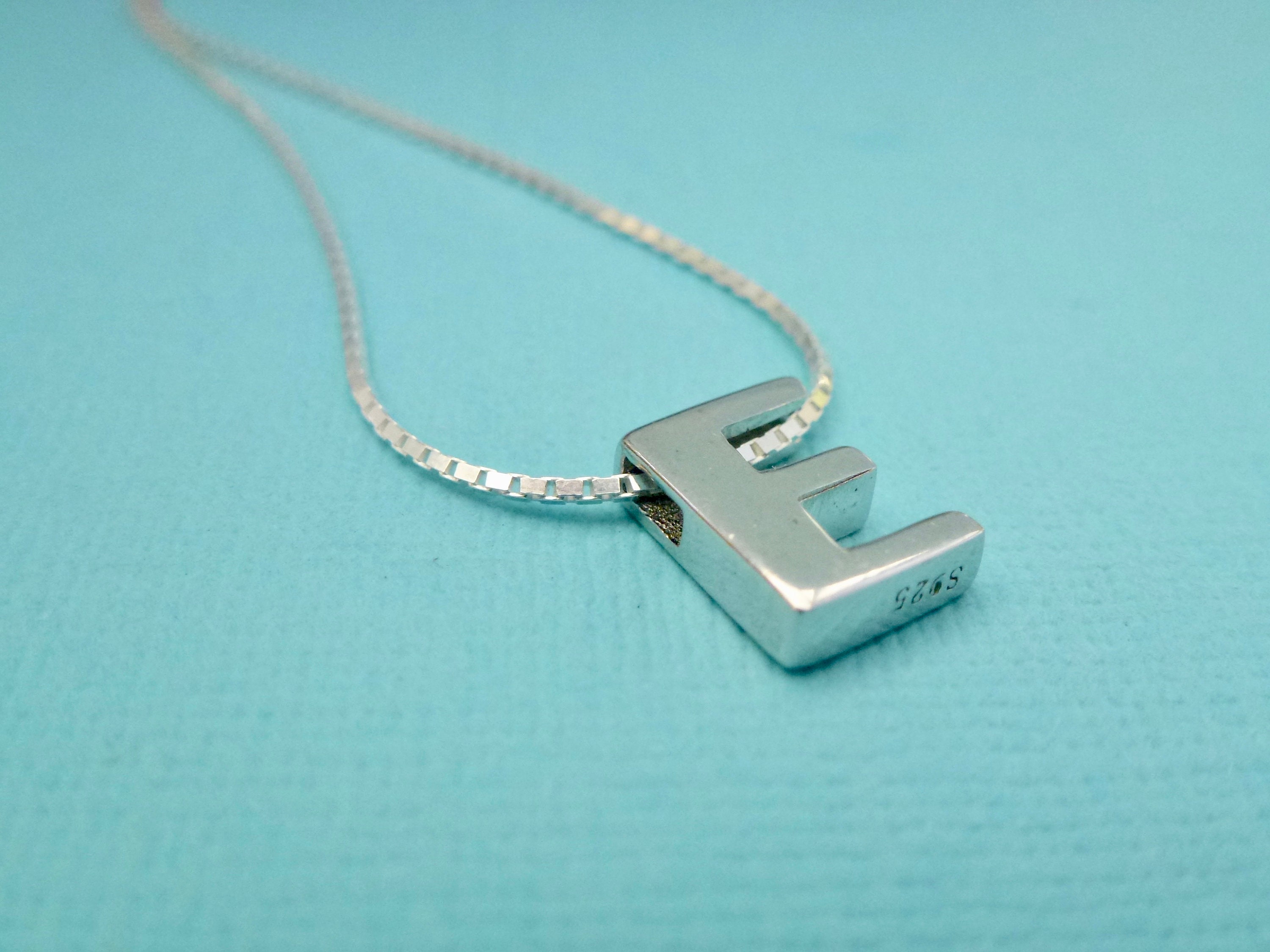Sterling Silver 925 Initial Letter E Slider Pendant on A | Etsy