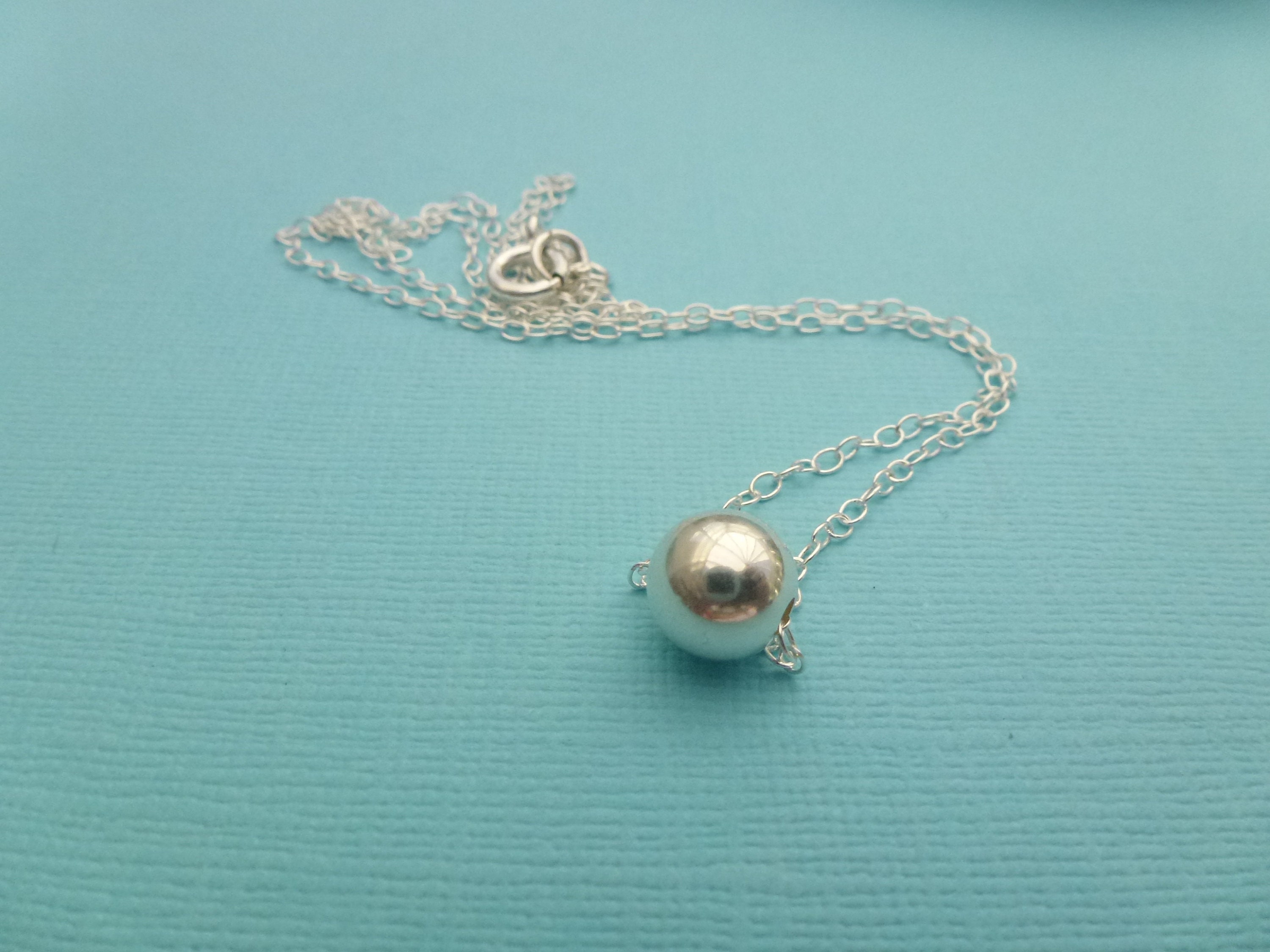 Sterling Silver Floating 8mm Ball Bead Charm Necklace Pendant | Etsy