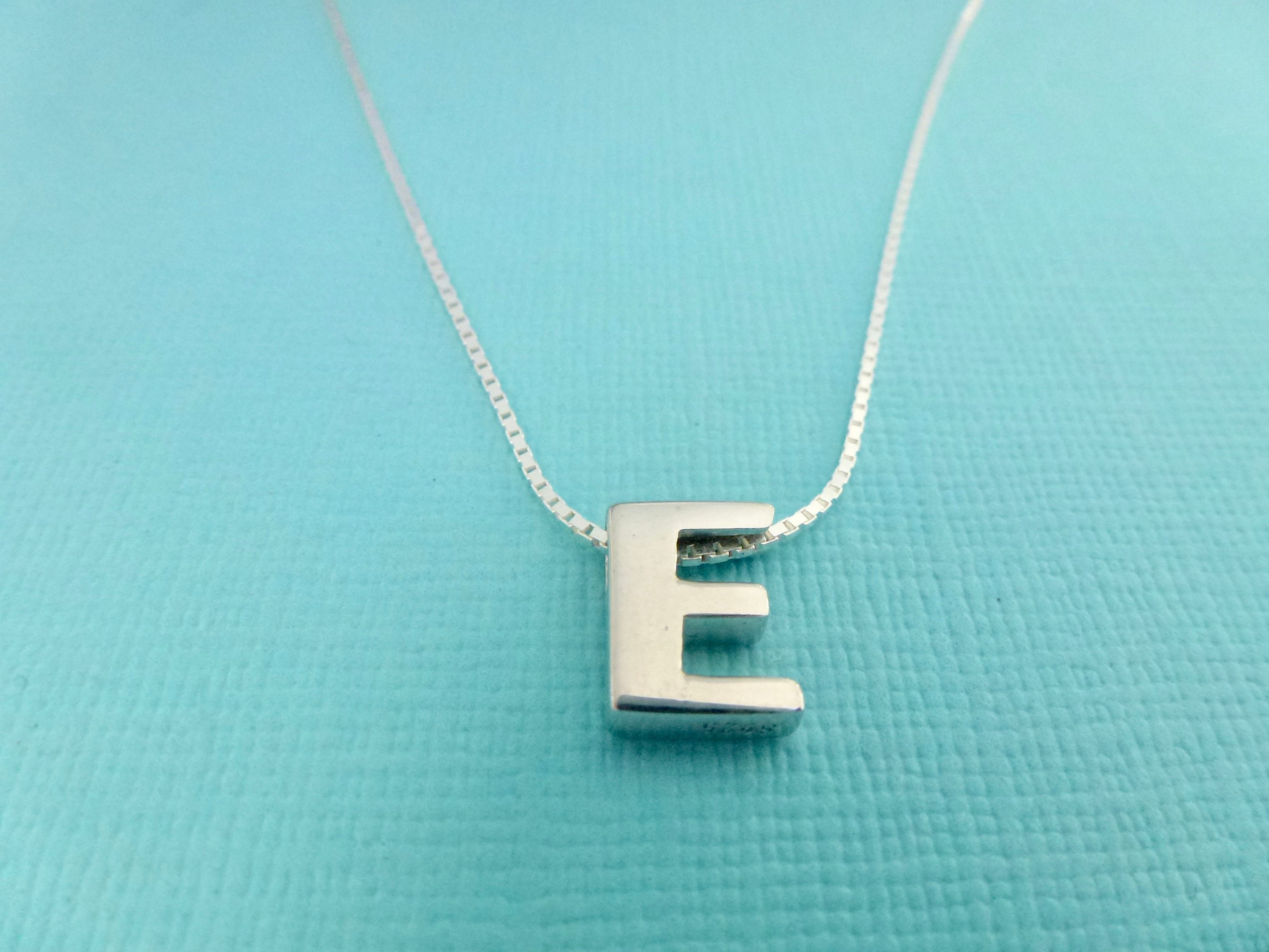 Sterling Silver 925 Initial Letter E Slider Pendant on A - Etsy