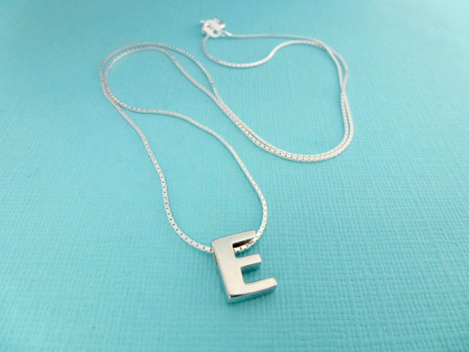 Sterling Silver 925 Initial Letter E Slider Pendant on A - Etsy