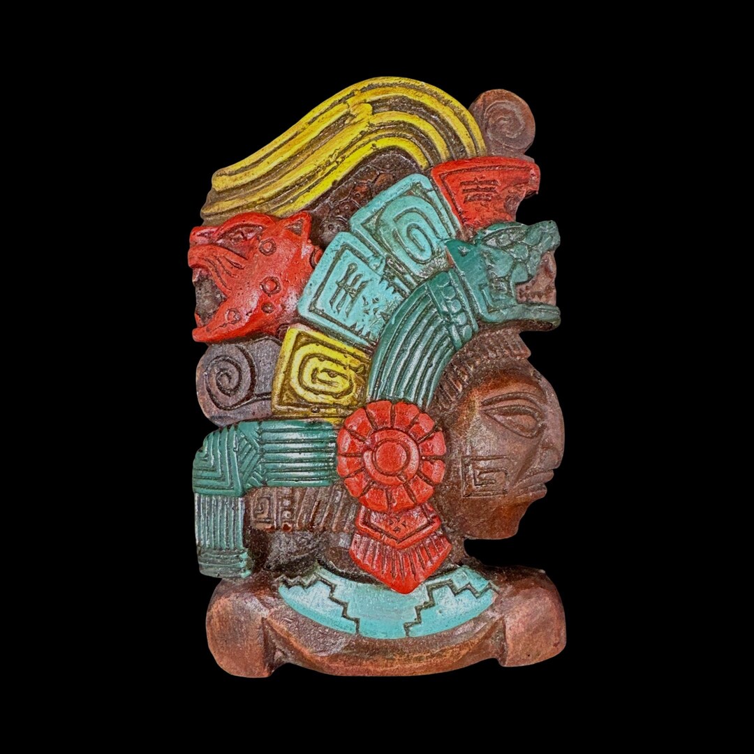 Aztec/mayan Ceramic/clay Wall Art With Head of Deity God and Cougar - Etsy