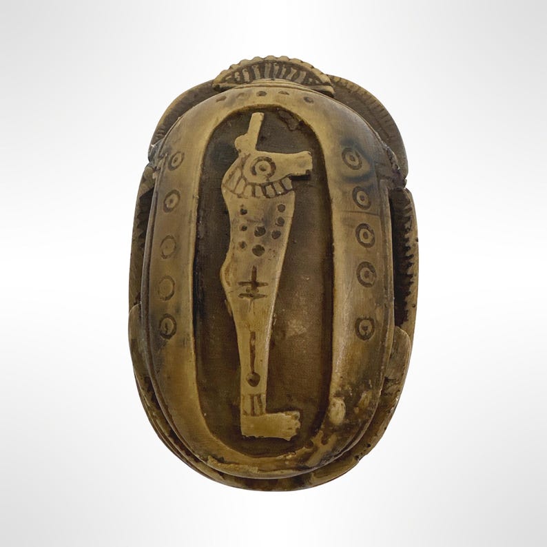 Vintage Egyptian Scarab Amulet – Decorative Artifact With Hieroglyphics ...