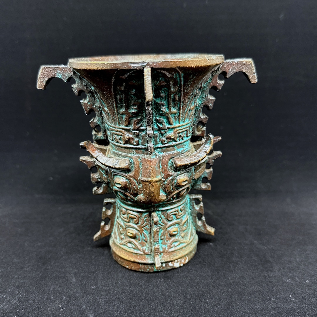 Vintage Chinese Zun Copper Wine Vessel/vase - Etsy