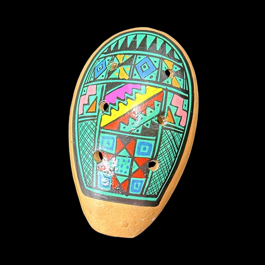 Peruvian Ocarina Vintage Pendant Clay Eco Instrument Whistle, Six Holes ...