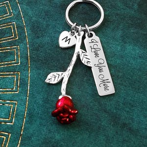 Red Rose Keychain SMALL Rose Charm Keychain Keyring Girlfriend Keychain ...