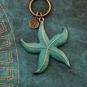 Starfish Keychain SMALL Starfish Keyring Bronze Starfish Charm Keychain ...