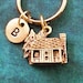 Cabin Keychain VERY SMALL Gold Log Cabin Keyring Personalized Keychain ...