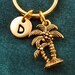 Palm Tree Keychain SMALL Palm Tree Keyring Beach Keychain Initial Gift ...