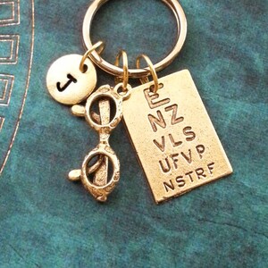 Eye Chart Keychain SMALL Gold Reading Glasses Keychain Personalized ...