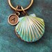 Clam Keychain SMALL Blue Clam Keyring Patina Clam Patina Keychain ...