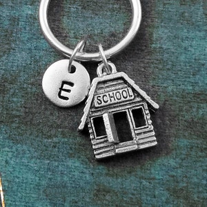 School Keychain VERY SMALL Schoolhouse Keychain Back to School Keyring ...