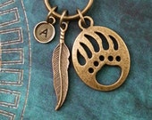 Bear Claw Keychain SMALL Bronze Paw Print Keychain - Etsy