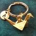Paper Crane Keychain SMALL Paper Crane Keyring Monogram Keychain ...