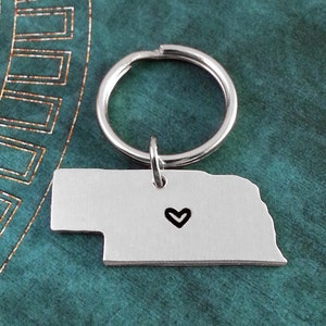 Nebraska Keychain Personalized Hand Stamped Nebraska Keyring Long ...