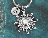 Sun Keychain SMALL Sun Keyring Silver Sun Charm Keychain Sun - Etsy