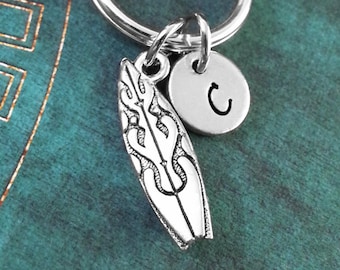 Surfer Keychain Birthstone and Initial Surfing Keychain - Etsy