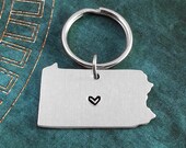 Pennsylvania Keychain Personalized Hand Stamped Pennsylvania - Etsy