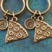 Pizza Keychain SMALL Bronze Pizza Slice Keychain Best Friend Keychains ...