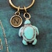 Turtle Keychain VERY SMALL Blue Turtle Keyring Bronze Keychain Brass ...