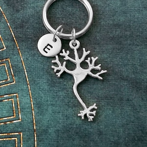 Neuron Keychain SMALL Brain Cell Keyring Chemistry Keychain Chemist ...