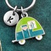 Trailer Keychain SMALL Blue and Green Trailer Keyring Mobile Home ...