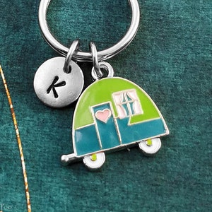 Trailer Keychain SMALL Blue and Green Trailer Keyring Mobile Home ...