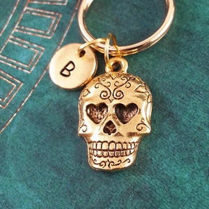 Sugar Skull Keychain SMALL Day of the Dead Keychain Personalized ...