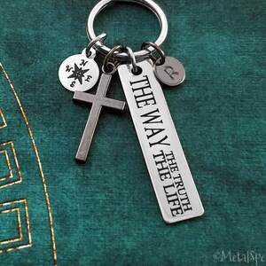 Scripture Keychain SMALL Black Cross Keychain Way the Truth and the ...