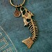 Fishbones Keychain SMALL Fishbones Keyring Fish Bones Keychain Dead ...