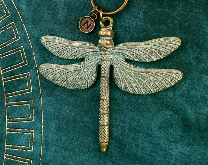 Dragonfly Keyring, Initial Dragonfly Keyring, Hand Stamped Keyring ...
