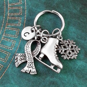 Ice Skate Keychain, Personalized Keychain, Scarf and Snowflake Keyring ...