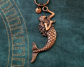 Mermaid Keychain SMALL Bronze Mermaid Keyring Personalized Keychain ...